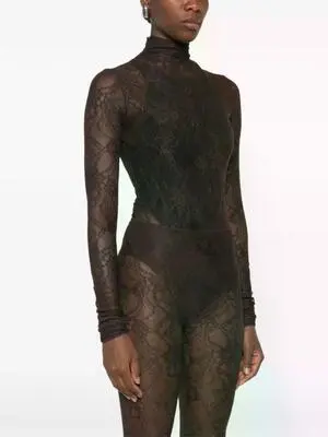 Andamane Ziggy Lace-pattern High-neck Bodysuit