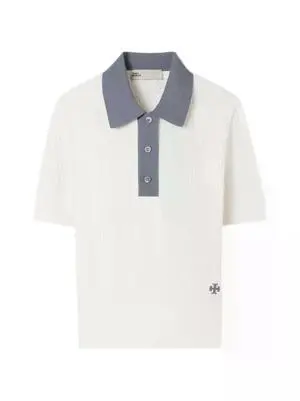 TORY BURCH Tory Burch Pointelle Knit Polo Top