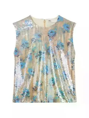 Tory Burch Sleeveless Sequin Embellished Blouse - Neutrals