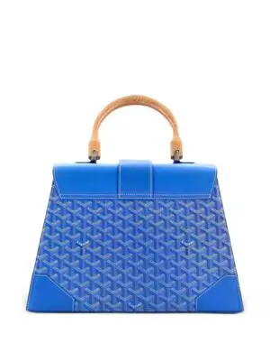 Goyard Saigon Top Handle Bag In Coated Canvas And Leather - Blue