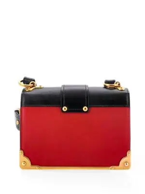 Prada Cahier Leather And Saffiano Leather Small Crossbody Bag - Red