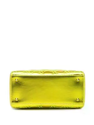 Dior Medium Metallic Lambskin Cannage Lady Satchel - Yellow