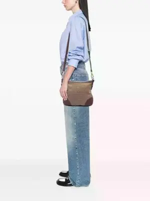 Prada Canvas Crossbody Bag With Leather Trim