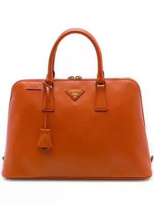 Prada 2010-2026 Large Saffiano Lux Promenade Satchel - Orange