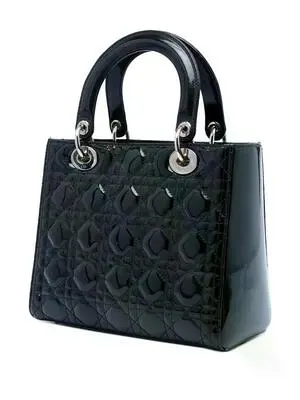 Dior Medium Patent Cannage Lady Satchel - Black