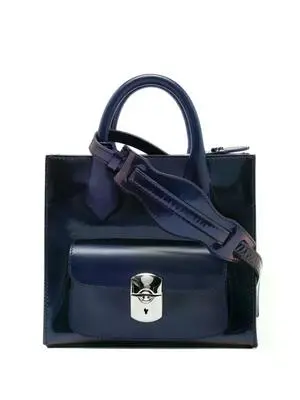 Balenciaga 2015 Mini Patent Padlock All Afternoon Satchel - Blue