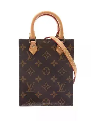 LOUIS VUITTON 2020 Monogram Petit Sac Plat Satchel - Brown