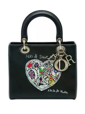 Dior 2018 Niki De Saint Phalle Medium Calfskin Heart Supple Lady Satchel - Black