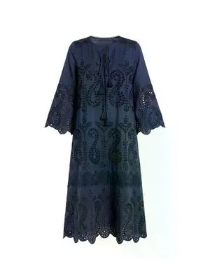 CHRISTY LYNN Norah Embroidered Eyelet Midi Dress - Blue