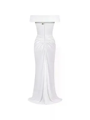 RHEA COSTA Athena Draped Crepe Gown