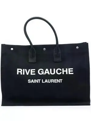 Saint Laurent 2021 Large Canvas Rive Gauche Tote Bag - Black