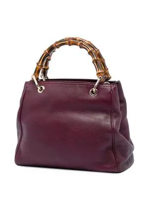 Gucci Calfskin Bamboo Shopper Satchel - Purple