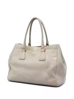 Prada 2010-2026 Vitello Daino Open Convertible Tote Satchel - Grey