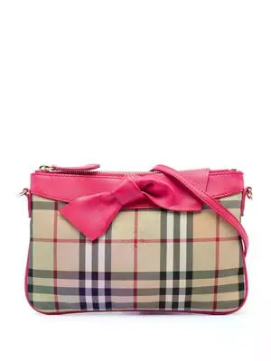 Burberry Haymarket Check Nylon Peyton Bow Tie Crossbody Bag