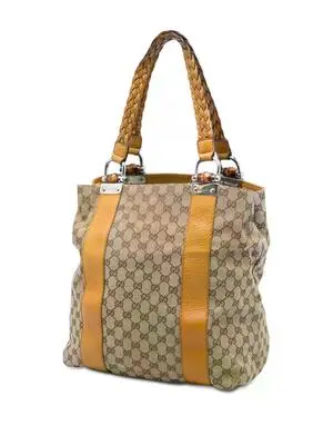 Gucci Gg Canvas Bamboo Libeccio Tote Bag - Neutrals