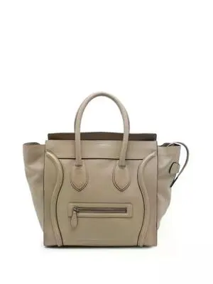 Celine 2011 Mini Drummed Calfskin Luggage Tote Bag - Neutrals