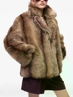 Pinko Faux-fur Notch-lapels Coat