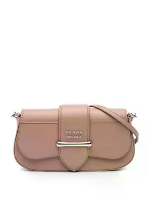 Prada 2013-2026 Mini Saffiano And City Calf Sidonie Crossbody Bag - Brown
