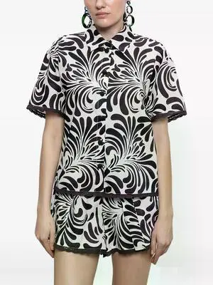 TWINSET Abstract Print Lace-trim Shirt