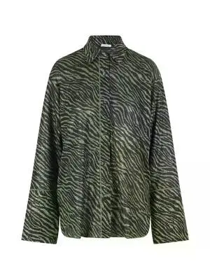 Oseree Lumière Animal-print Shirt - Black