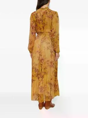 FORTE_FORTE Botanical Motif Tie-neck Maxi Dress