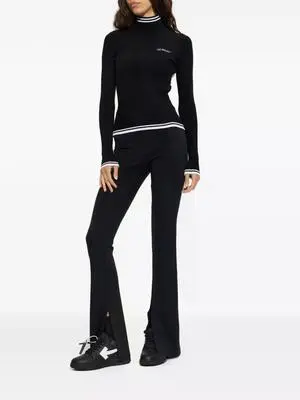 Off-White Ribbed Turtleneck Top - Black
