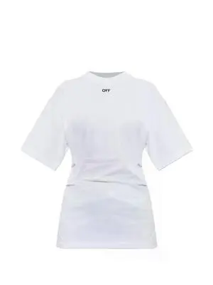 Off-White Off Stamp Logo Print Pleated T-shirt - White