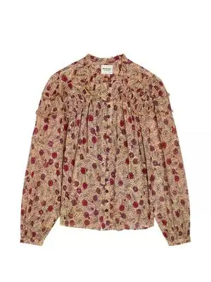 MARANT ETOILE Christa Floral-print Ruffled Shirt - Neutrals