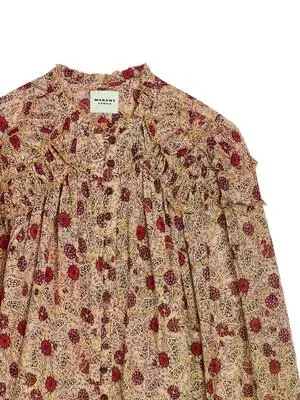 MARANT ETOILE Christa Floral Print Ruffled Shirt - Neutrals