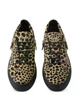 GIUSEPPE ZANOTTI Frankie Low Top Leopard Print Pony Hair Sneakers - Neutrals