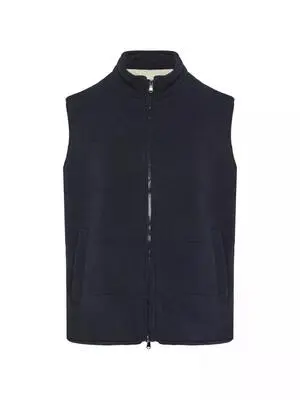 BARBA NAPOLI Padded High-neck Suede Gilet - Blue