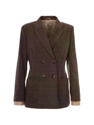 Liu Jo Prince Of Wales Tartan Blazer - Brown