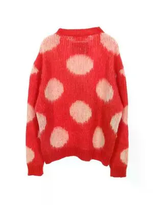 Marni Fuzzy Wuzzy Mohair Polka Dot Sweater - Red