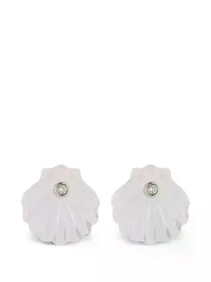 Mateo Venus Carved Shell Diamonds Earrings