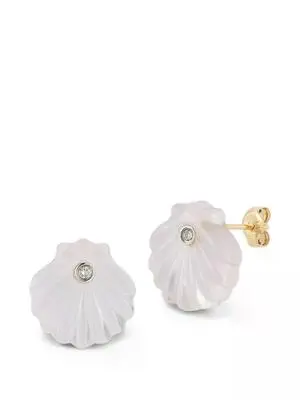 Mateo Venus Carved Shell Diamonds Earrings