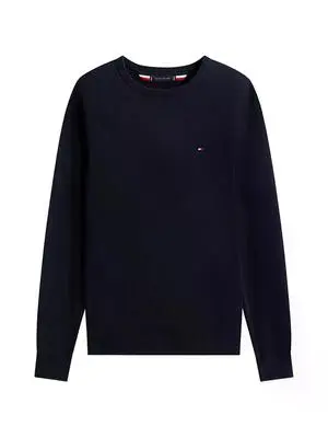 Tommy Hilfiger Embroidered-logo Crew-neck Sweater - Blue