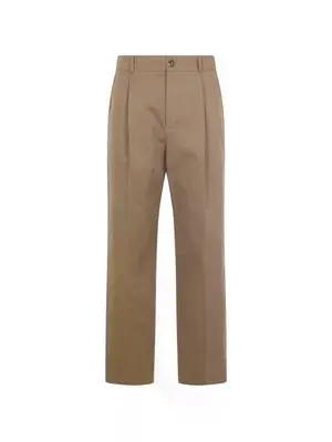Valentino Garavani Pleated Logo-embroidered Trousers - Neutrals