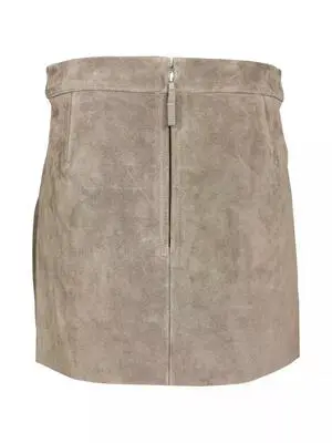 Rick Owens Fog Cut Layered Suede Mini Skirt - Grey