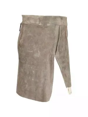 Rick Owens Layered Suede Mini Skirt - Grey