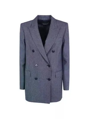DRHOPE Double-breasted Peak-lapel Blazer - Grey