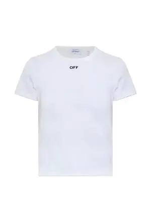 Off-White Embroidered-logo Ribbed T-shirt - White