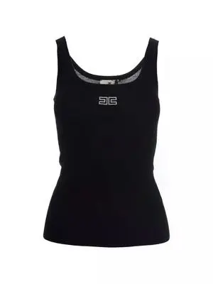 Elisabetta Franchi Ribbed Logo Tank Top