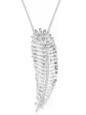 SWAROVSKI Crystal-embellished Feather Motif Necklace - Silver