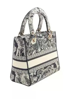 Dior Medium Embroidered Canvas Lady D Lite Satchel - Blue