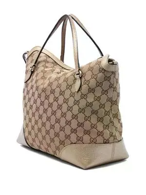 Gucci Gg Canvas Bree Fold Over Tote Satchel - Neutrals