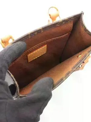 LOUIS VUITTON Monogram Petite Sac Plat Satchel - Brown