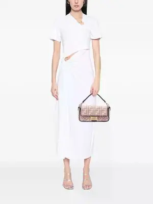 Fendi Zucca Embroidered Canvas Baguette Satchel