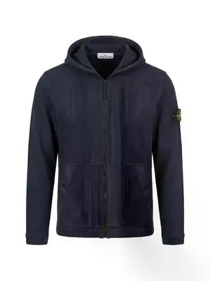 Stone Island Logo-patch Zip-up Hoodie - Blue
