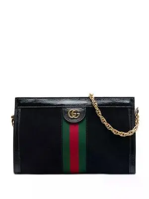 Gucci 2016-2026 Small Suede Web Ophidia Chain Crossbody Bag - Black