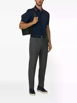 Boggi Milano Polo In Stretch Cotton Blend Piqué Cool Jade-fresh - Blue